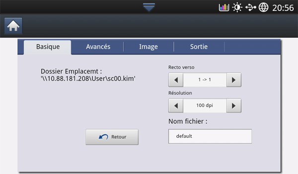 Utilisation de SmarThru Workflow, du dossier partagé et des documents enregistrés